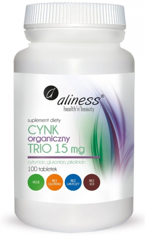 Cynk organiczny Trio 15 mg w tabletkach (100). Suplement Diety ALINESS ...